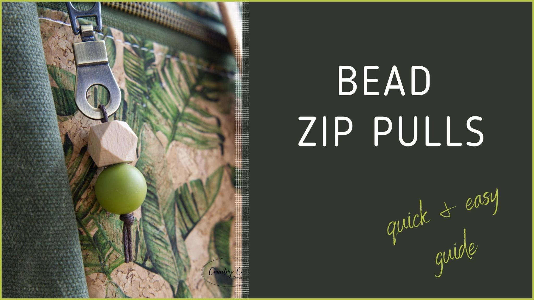 Bead Zip Pulls - Make Your Bag Extra Special - Country Cow Designs Blog